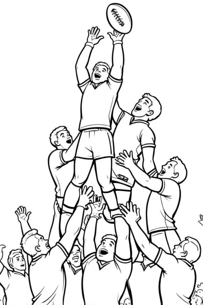 Coloriage Rugby et ses moments épiques - Coloriageenfants.com