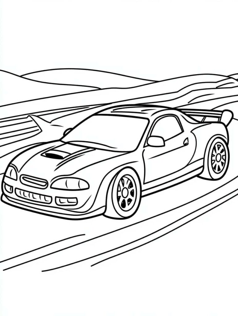 Coloriage Voiture et aventures sur la route - Coloriageenfants.com