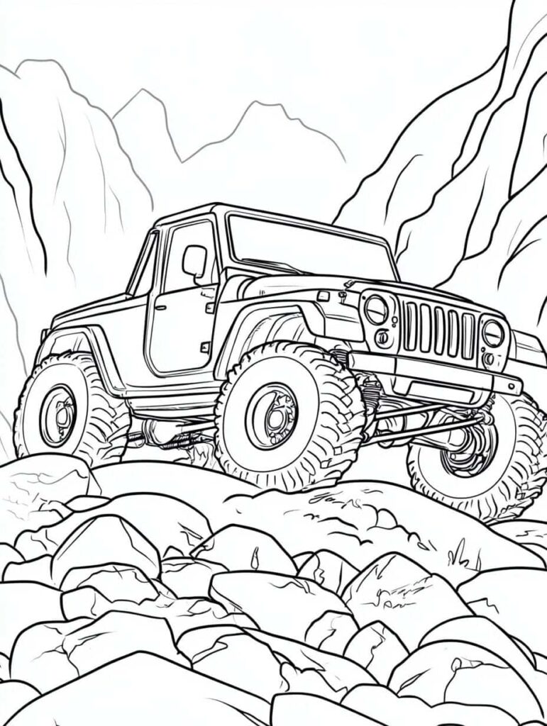 Coloriage Voiture et aventures sur la route - Coloriageenfants.com