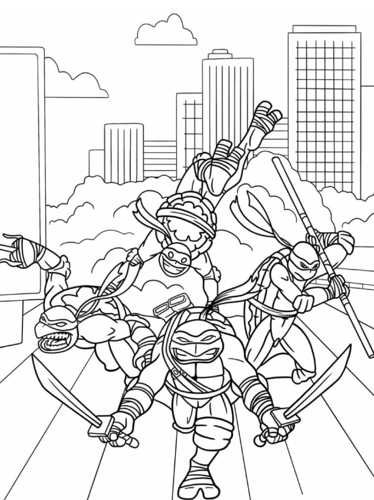 Coloriage Tortue Ninja Créatif - Coloriageenfants.com