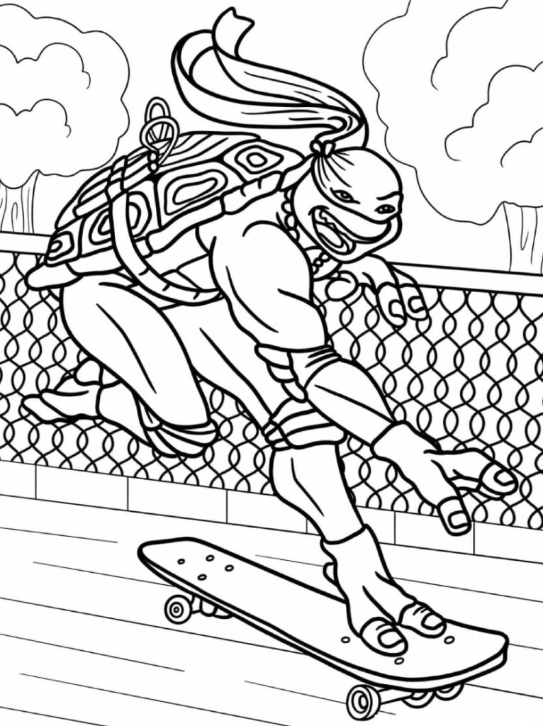 Coloriage Tortue Ninja Créatif - Coloriageenfants.com