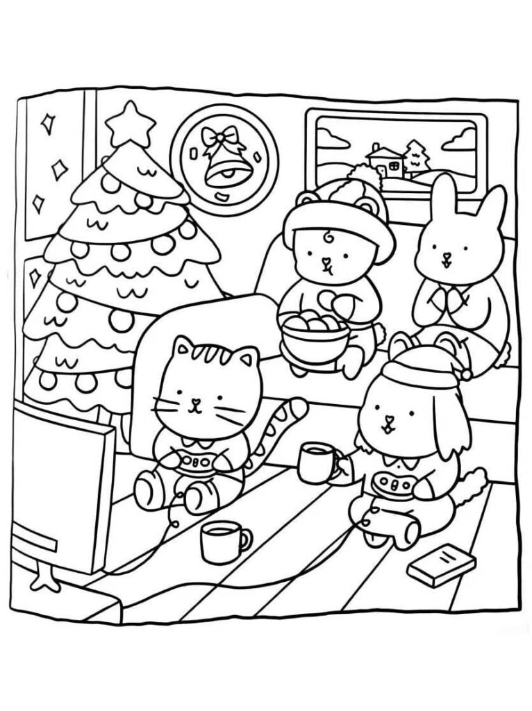 Easy Hygge Christmas Coloring Pages - Coloriageenfants.com