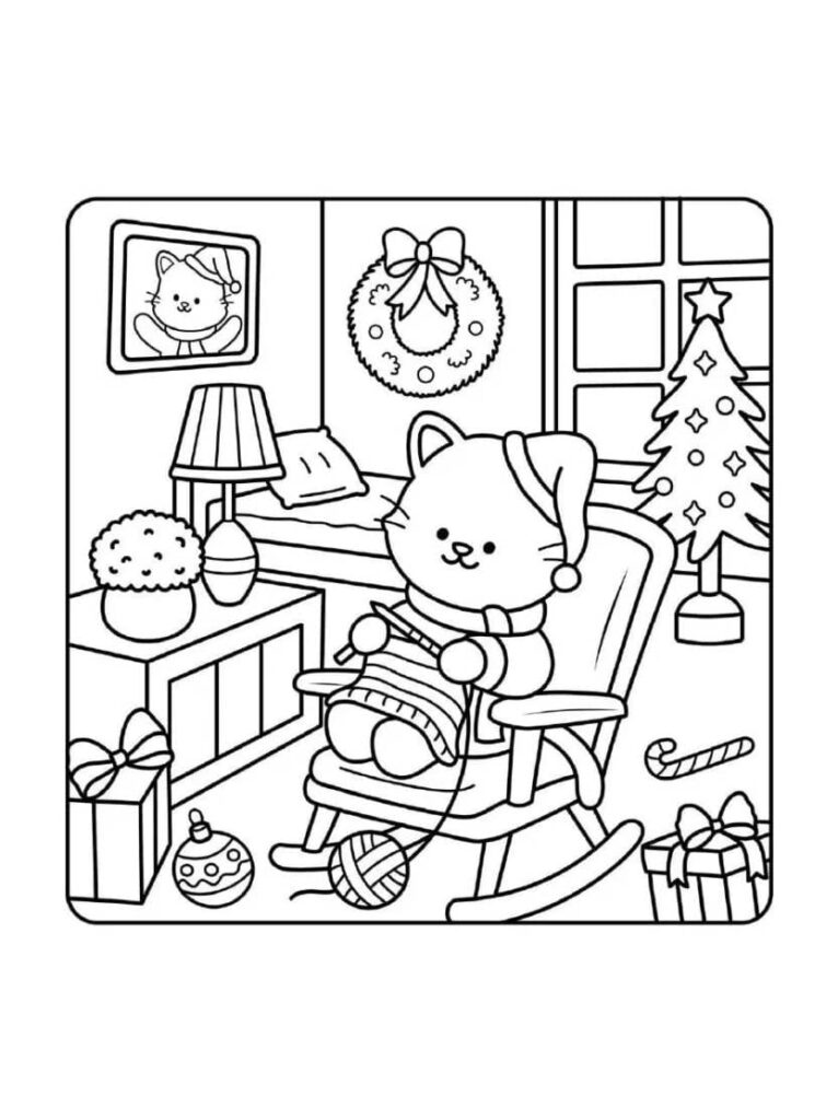 Magie de Noël avec coloriage Comfy Christmas - Coloriageenfants.com