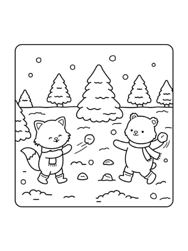 Christmas Magic with Comfy Christmas Coloring Page - Coloriageenfants.com