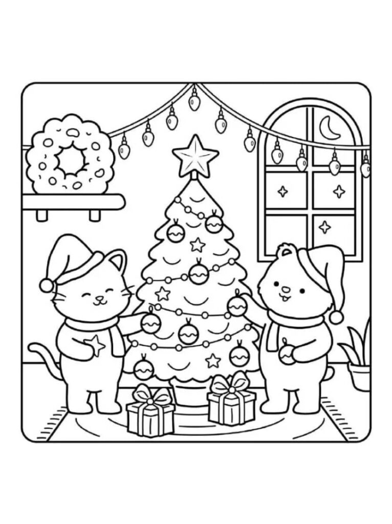 Magie de Noël avec coloriage Comfy Christmas - Coloriageenfants.com