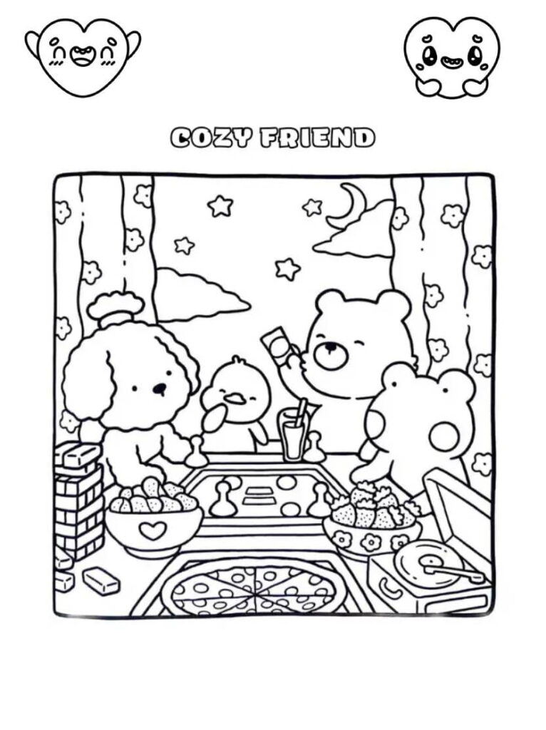 Cozy Friends kleurplaten om online in te kleuren - Coloriageenfants.com