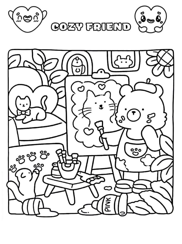 Cozy Friends kleurplaten om online in te kleuren - Coloriageenfants.com
