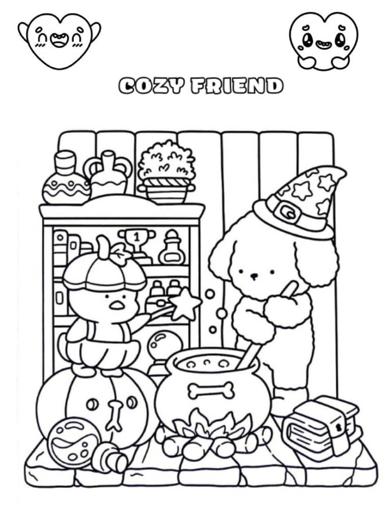 Cozy Friends kleurplaten om online in te kleuren - Coloriageenfants.com