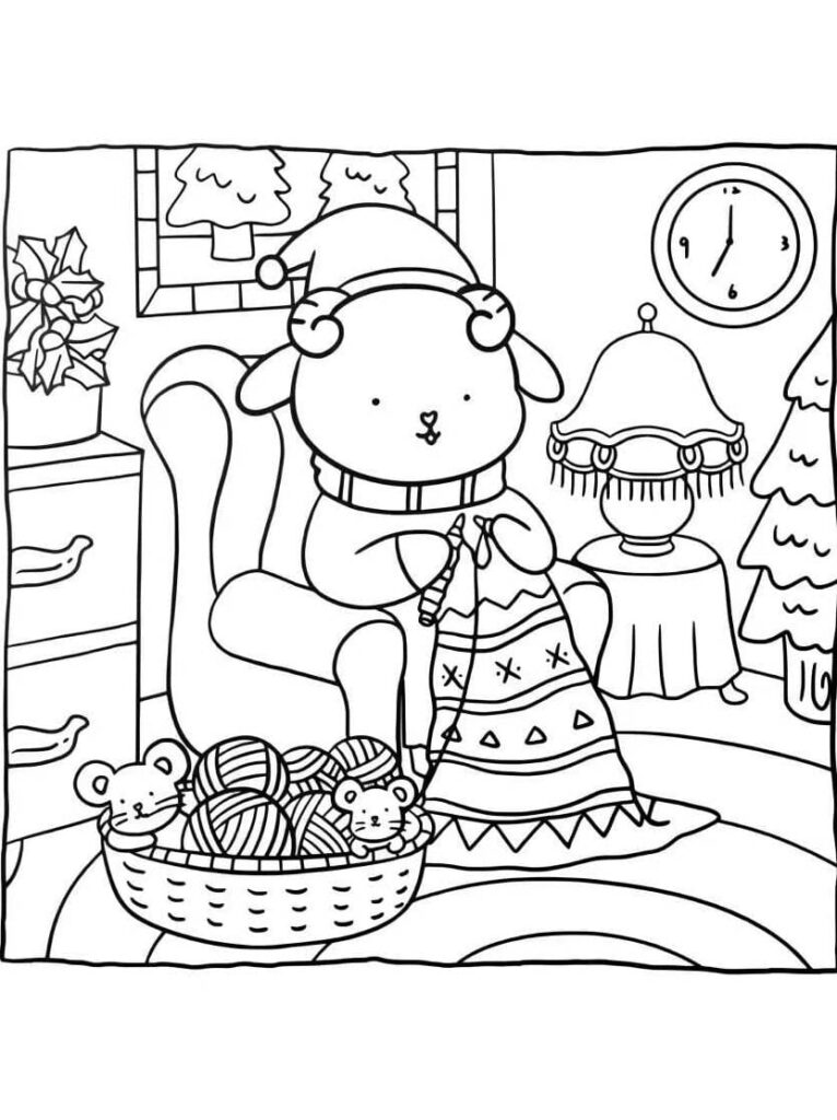 Easy Hygge Christmas Coloring Pages - Coloriageenfants.com