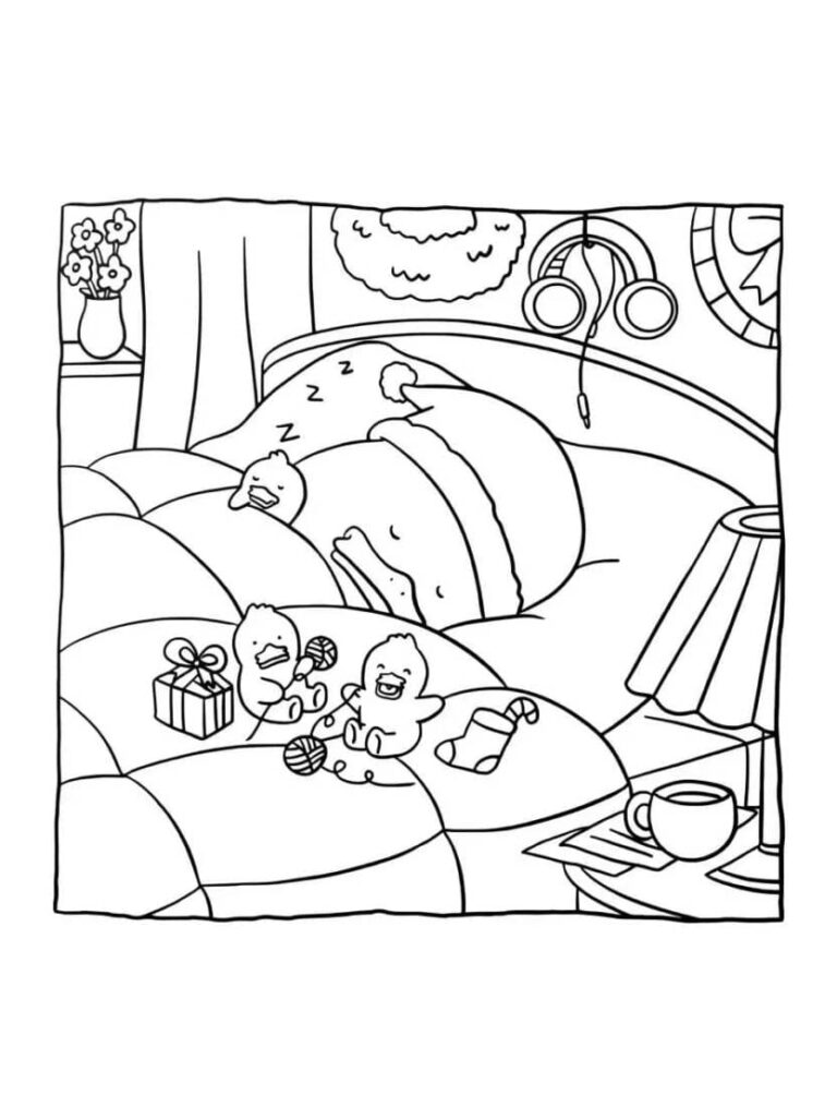 Easy Hygge Christmas Coloring Pages - Coloriageenfants.com